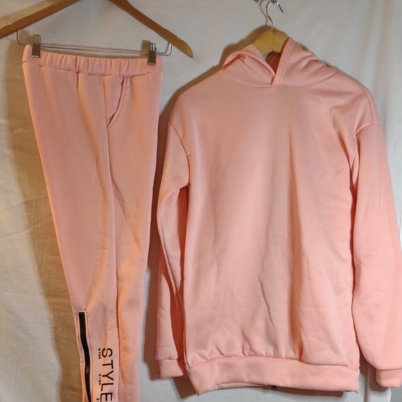 Stylefan | Pants & Jumpsuits | Nwt Cozy Pink Sweat Suit Set Whoodie Zip ...
